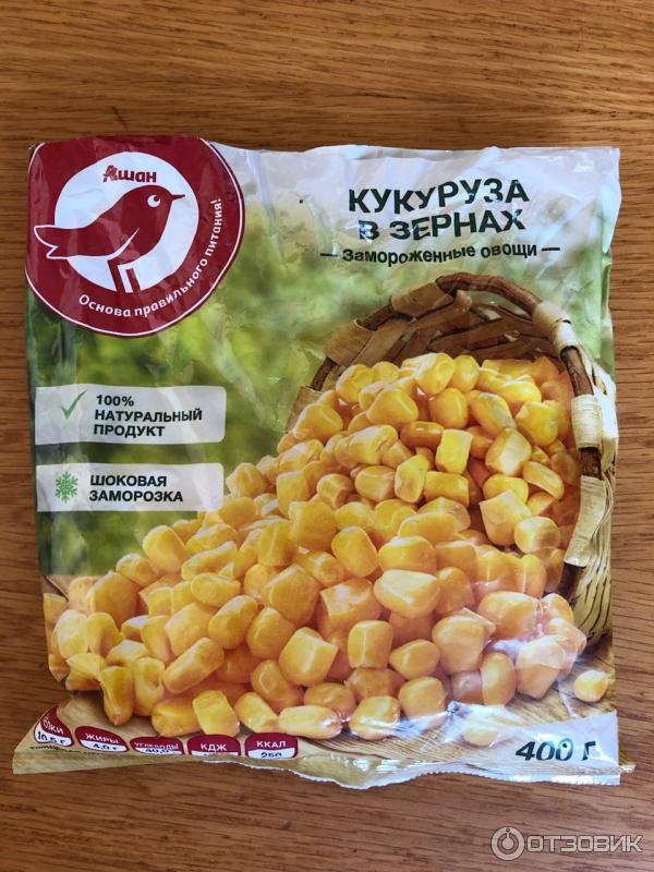 Отзыв о Кукуруза замороженная в зернах Ашан Применяю её в овощной смеси