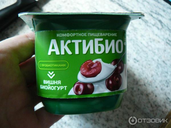 Отзыв о Биойогурт с пробиотиками Актибио "Вишня" | сильно сладкий, ягод ...